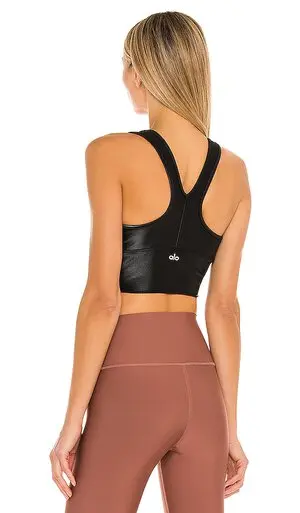Alo Yoga Shine Wild Thing Bra In Black In Black Shine - 29% Off